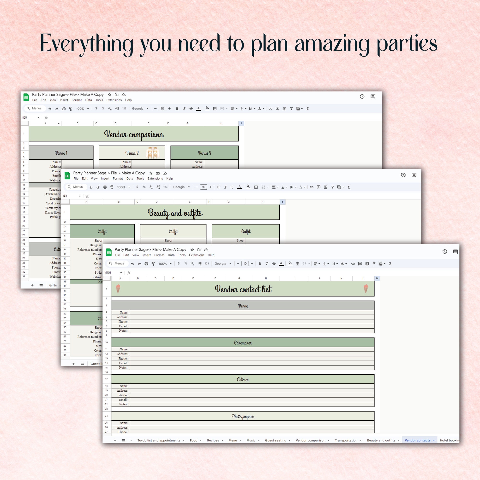 Party Planner Template, Party Planning Checklist, Editable in Google ...