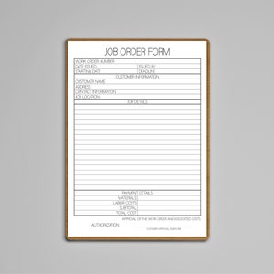 Job Work Order Form Printable, Small Business Job Work Order Tracking ...