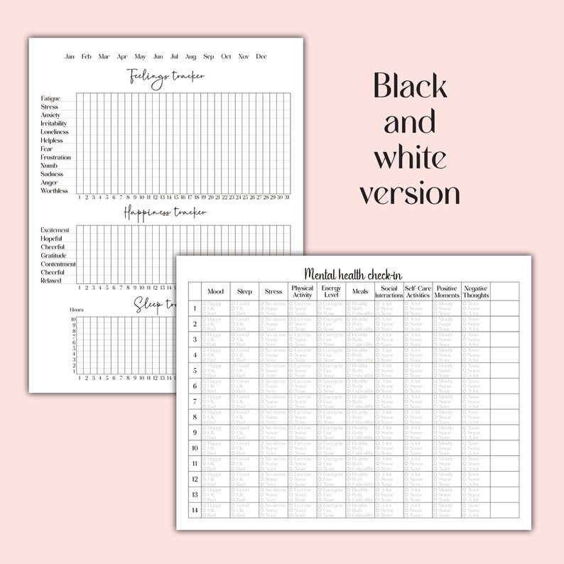 Mental Health & Happiness Tracker Template, Daily Wellness Journal ...