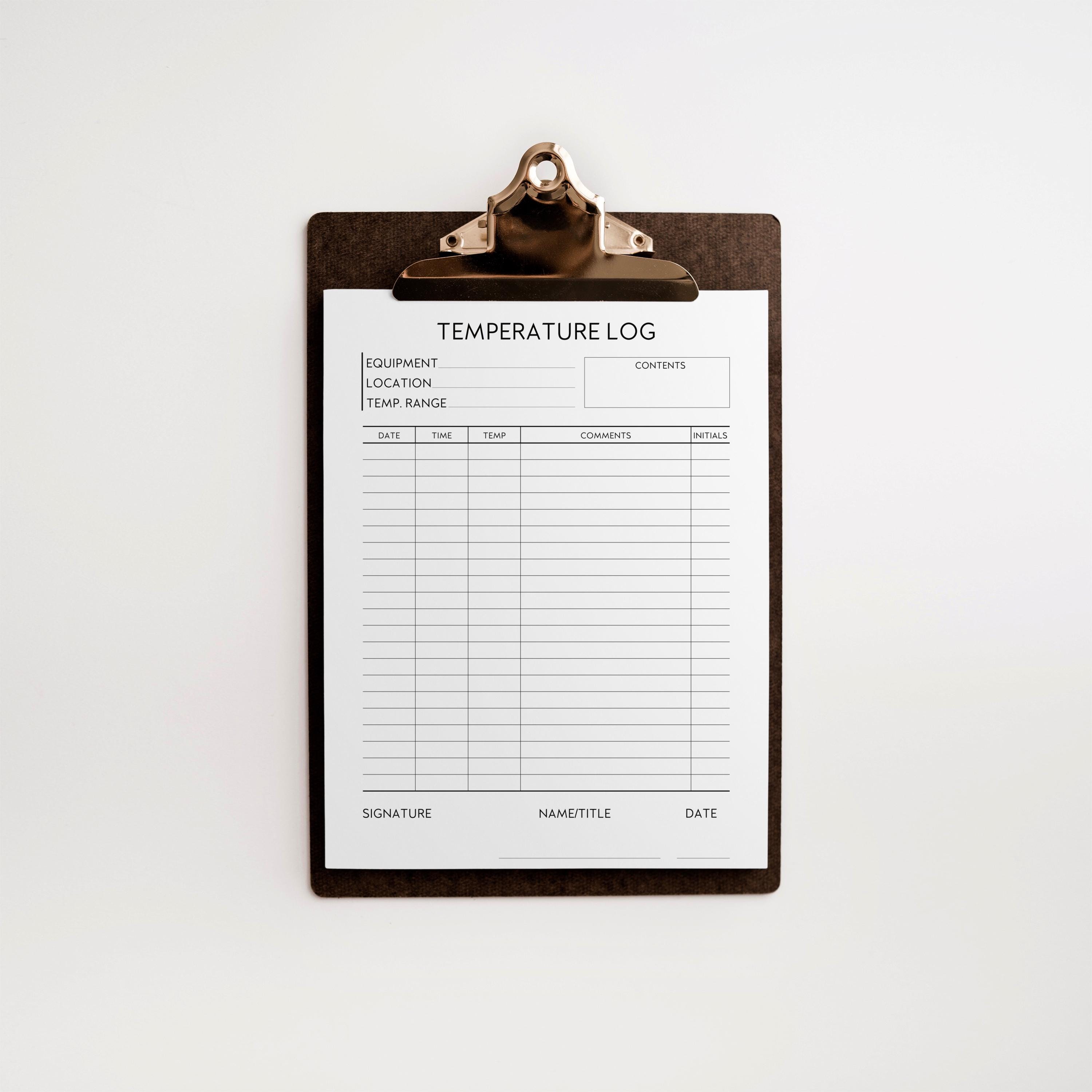 Temperature Log, Daily Refrigerator INSTANT DOWNLOAD, Printable ...