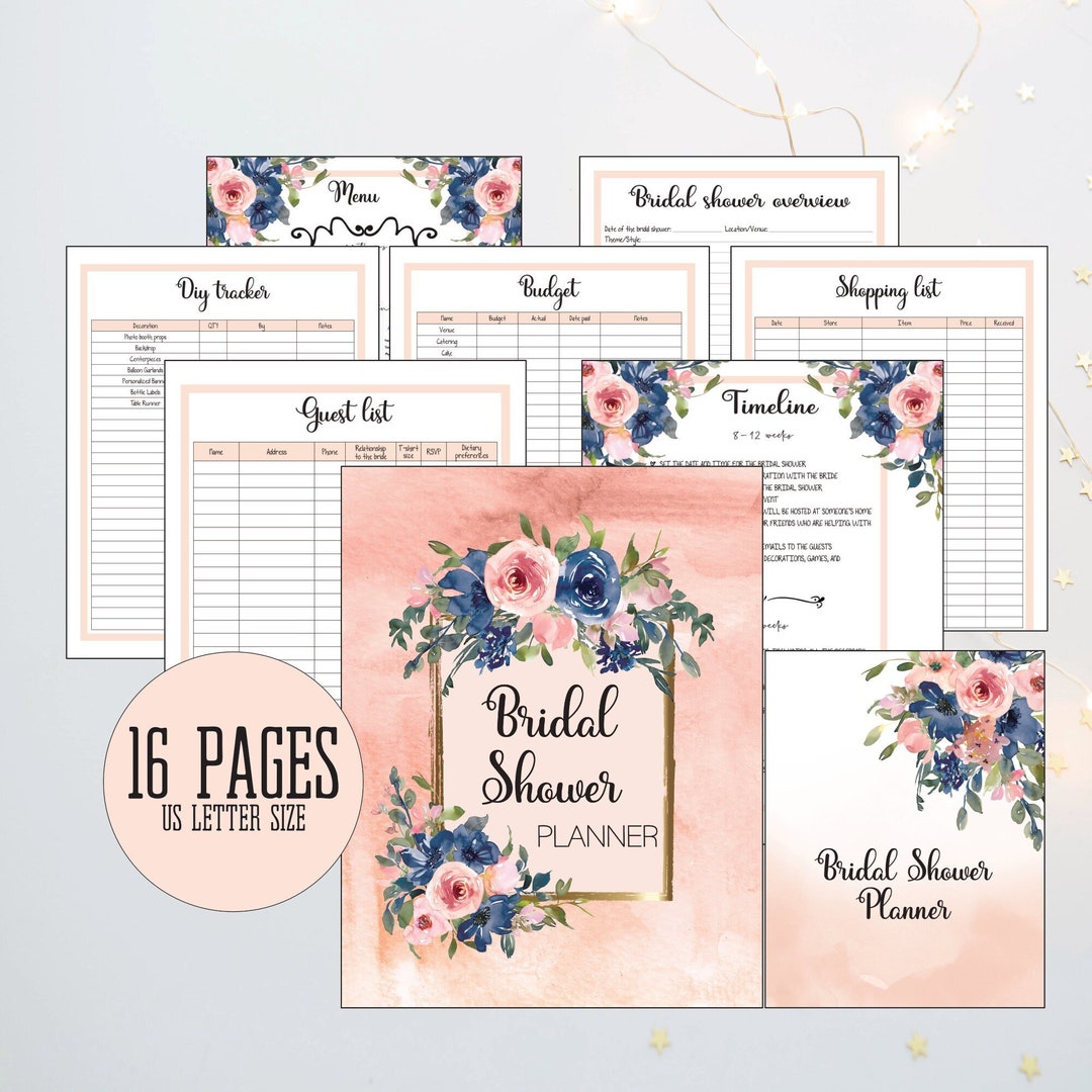 Bridal Shower Planner and Checklist, Wedding Shower Printable, Maid of ...