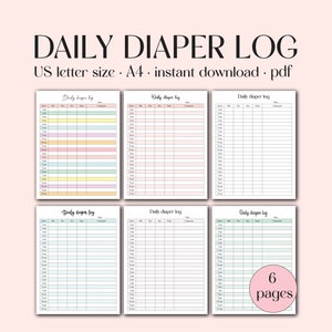 Diaper Log Printable: Daily Changing Tracker & Infant Changing Chart in ...