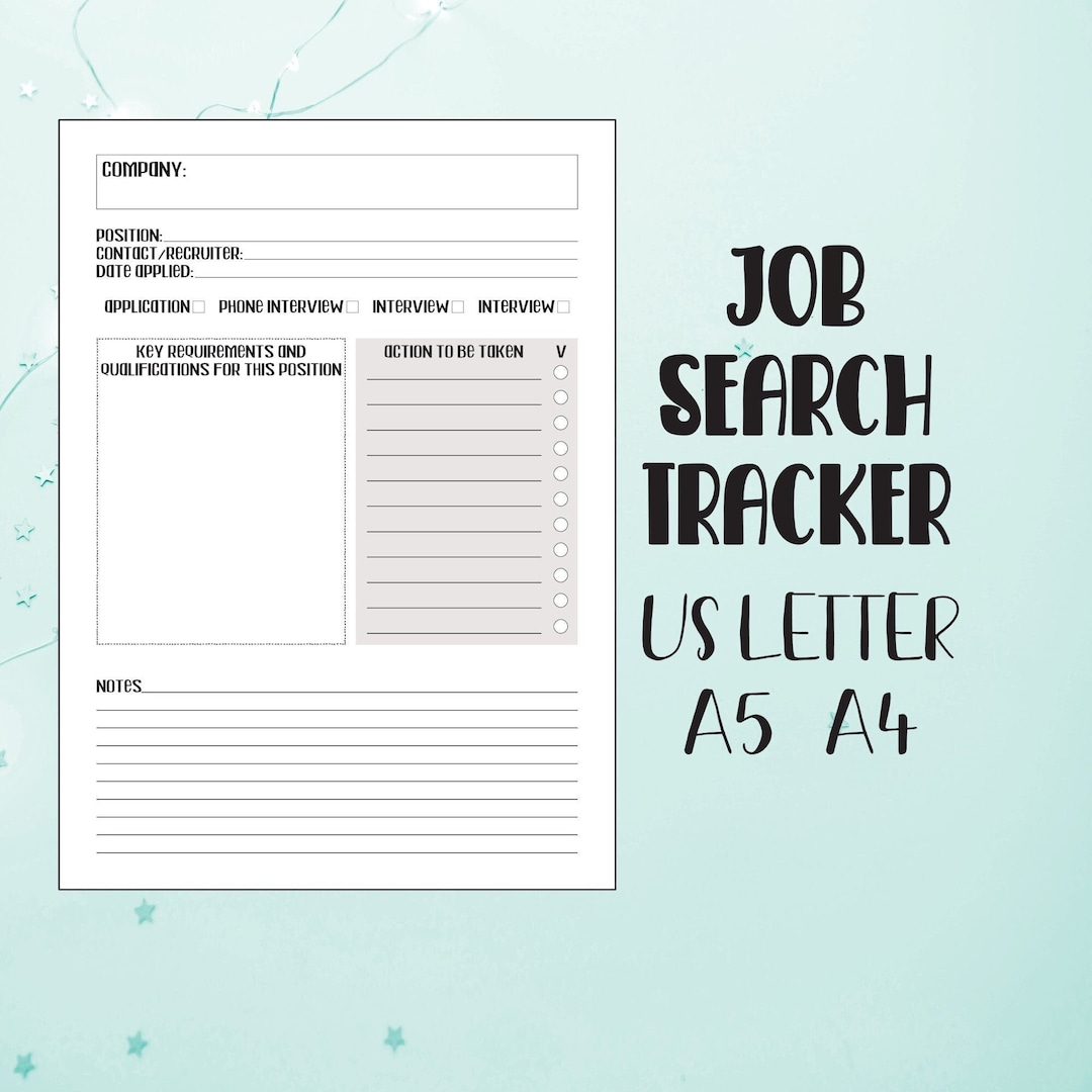 Job Search Tracker, Application Log, PRINTABLE and INSTANT DOWNLOAD, Us ...