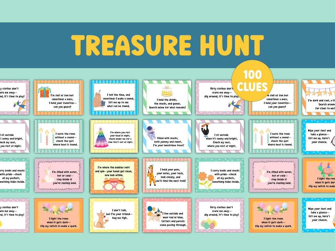 Scavenger Hunt, 100 Editable Clues for Indoor and Outdoor Use ...