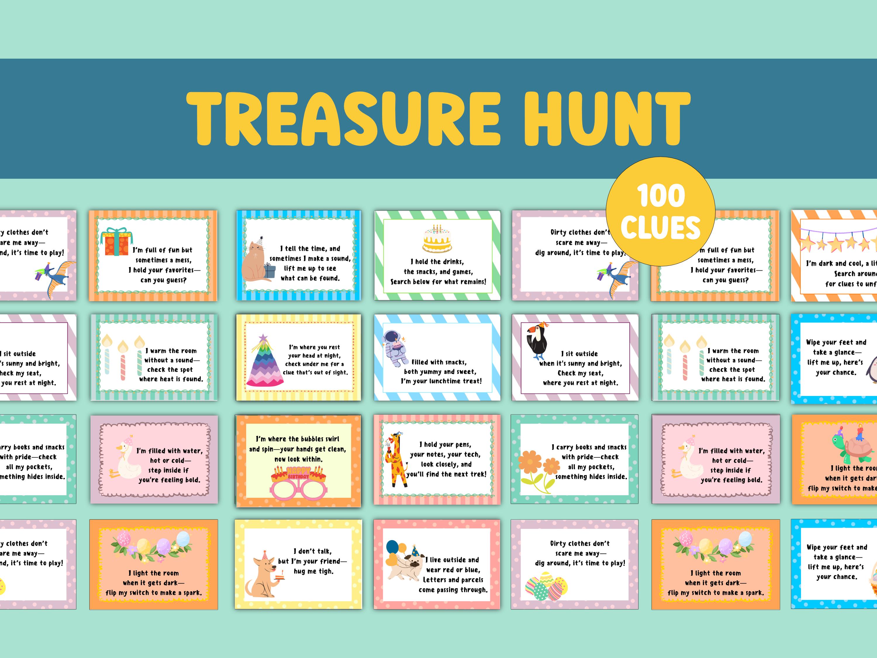Scavenger Hunt, 100 Editable Clues for Indoor and Outdoor Use ...
