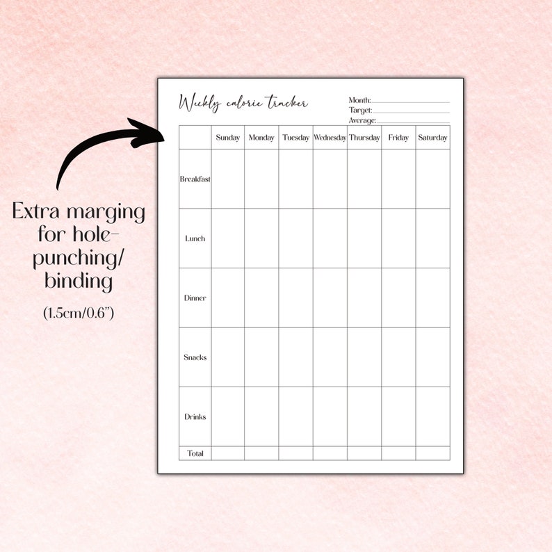 Calorie Tracker Printable, Daily, Weekly & Monthly Calories Counter, Instant Download Diet ...