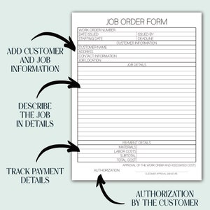 Job Work Order Form Printable, Small Business Job Work Order Tracking ...