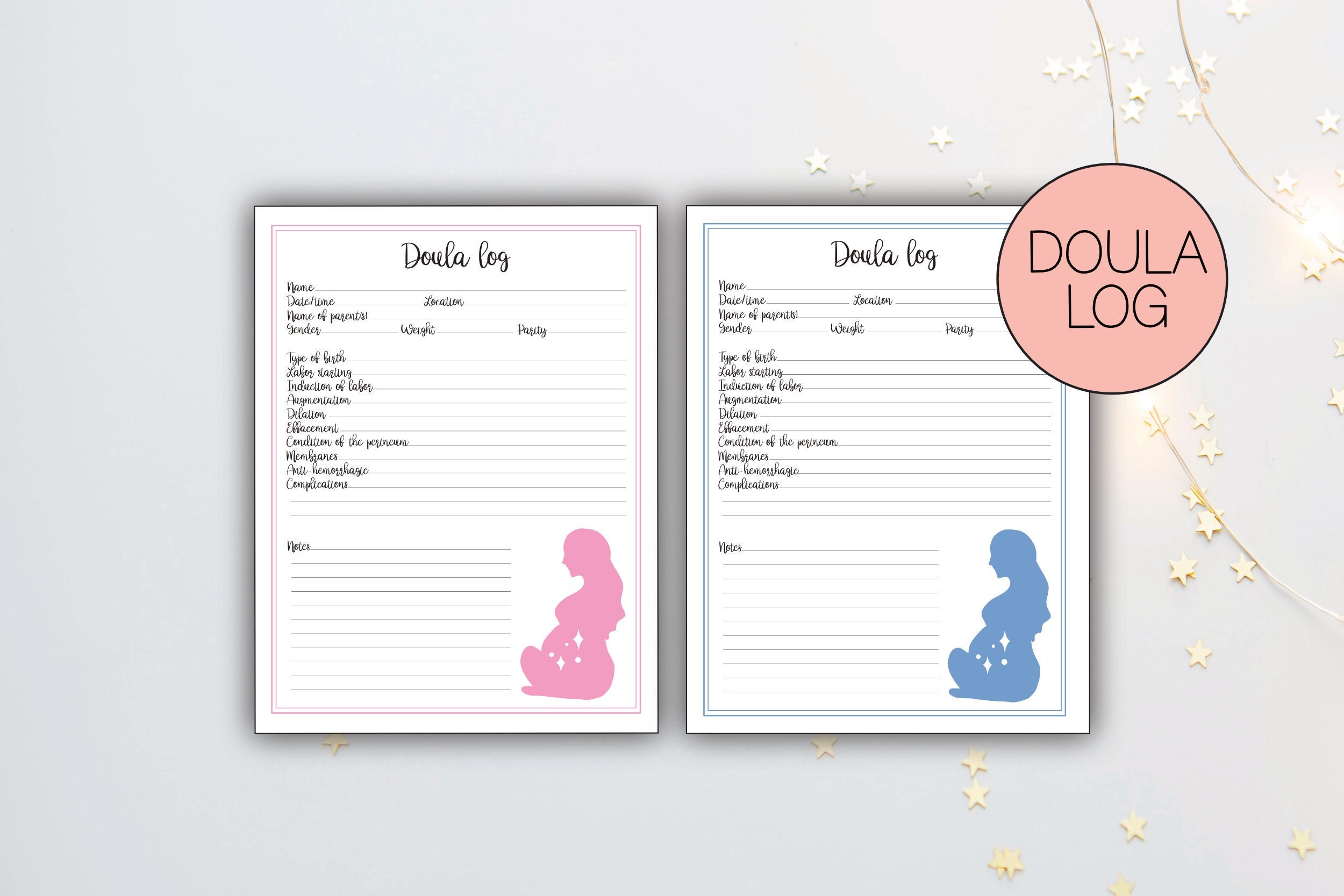Birth Log Book - Printable Doula Journal & Midwife Log, Client Data ...