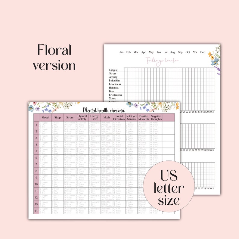 Mental Health & Happiness Tracker Template, Daily Wellness Journal ...