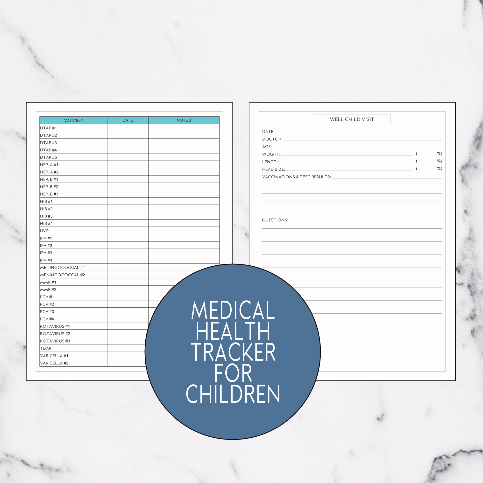 Personal Health Record Keeper: PRINTABLE, Track Prescriptions, Medical ...