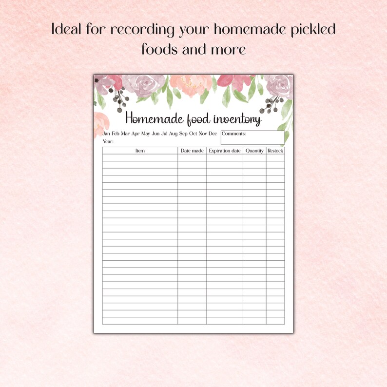 Food Inventory Tracker Printable, Kitchen Organizer, Pantry, Freezer ...