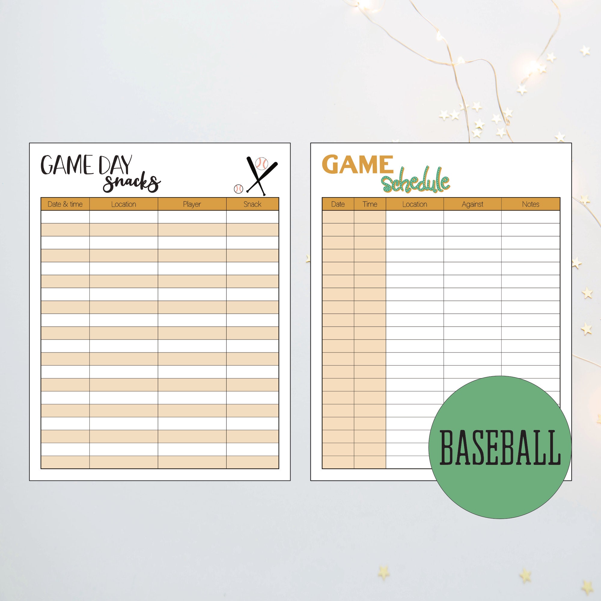 Game Day Snack, Game Schedule Template, Game Day Snack Sign Up ...