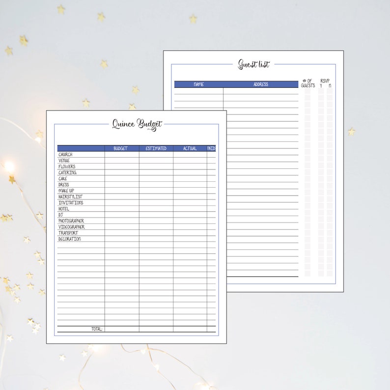 Quinceañera Planner, Quince Planning Checklist, Quinceañera Templates ...