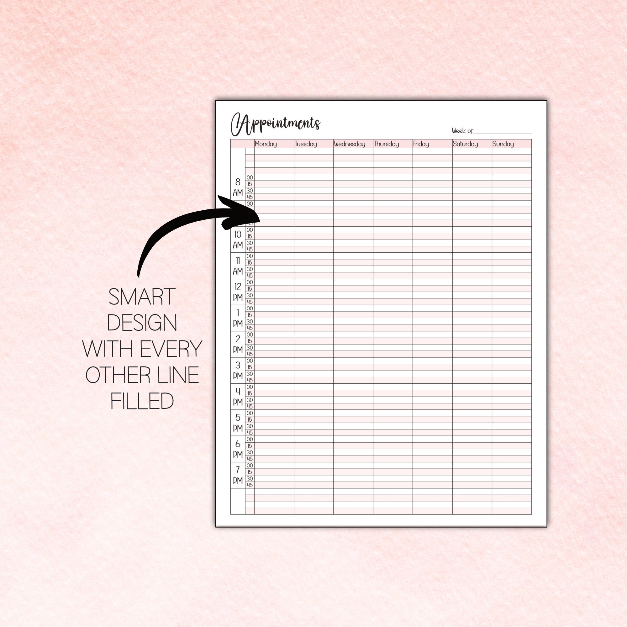 Appointment Planner Printable With 15 Minutes Intervals in 6 Colors ...
