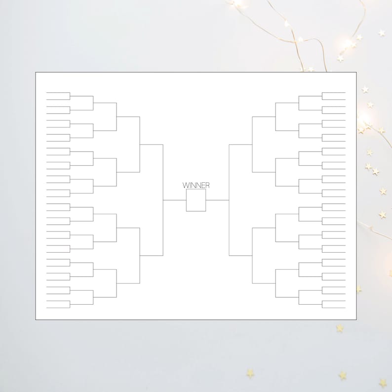 Sports Bracket Printable, Tournament Bracket Template, 8, 16, 32, 64 ...