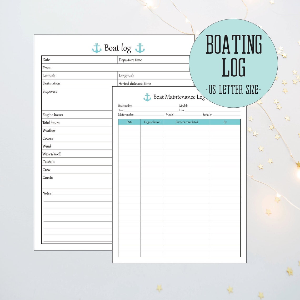 Boating Logbook, Boat Gift, Boat Log, Captain's Log, Motorboat, Sailing ...