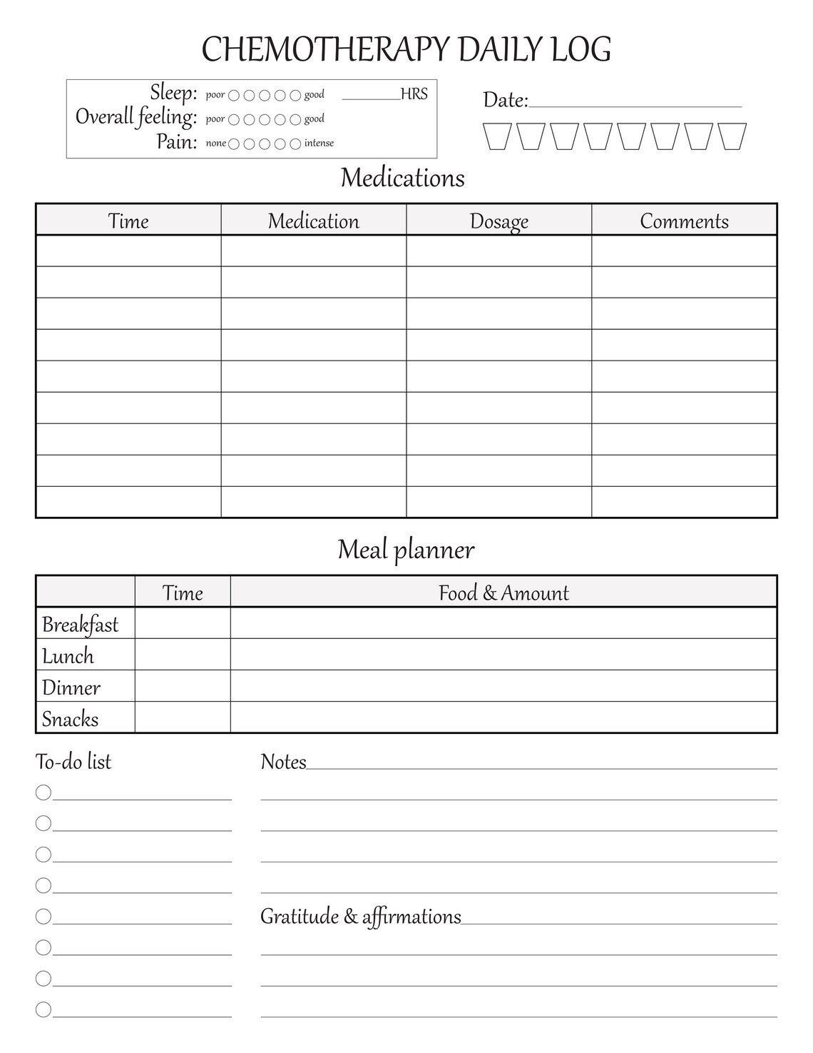 Chemo Tracker, Chemo Log, Chemotherapy Care, Cancer Digital Download ...