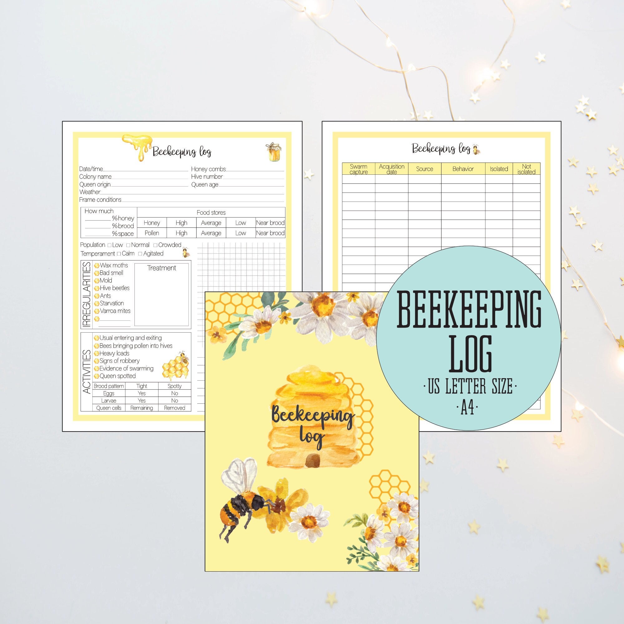Beekeeping Log, Printable Beekeeping Logbook, Beekeeper's Journal ...