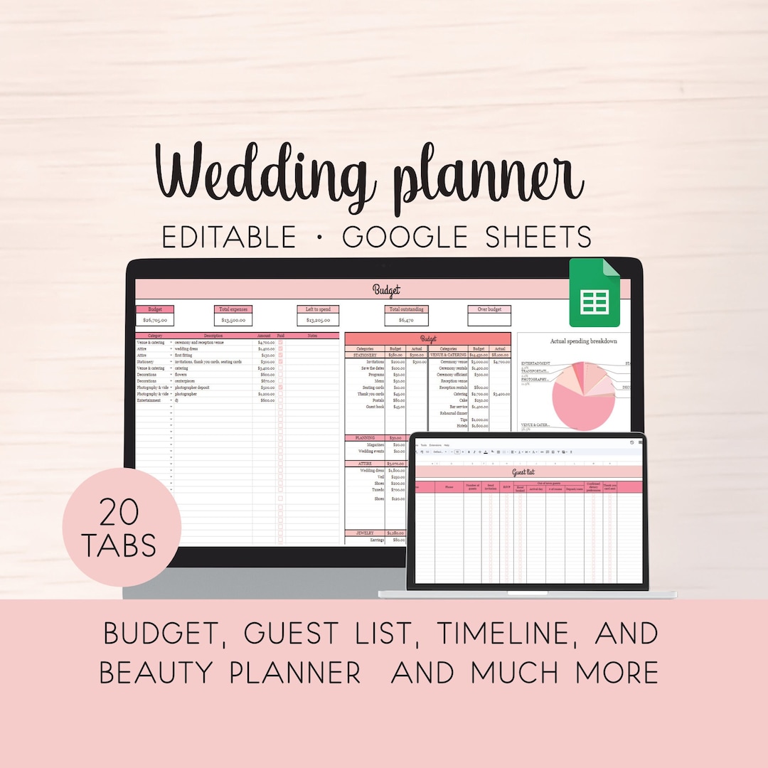 Wedding Planner, Wedding Planning Spreadsheet, Wedding Budget Planner ...