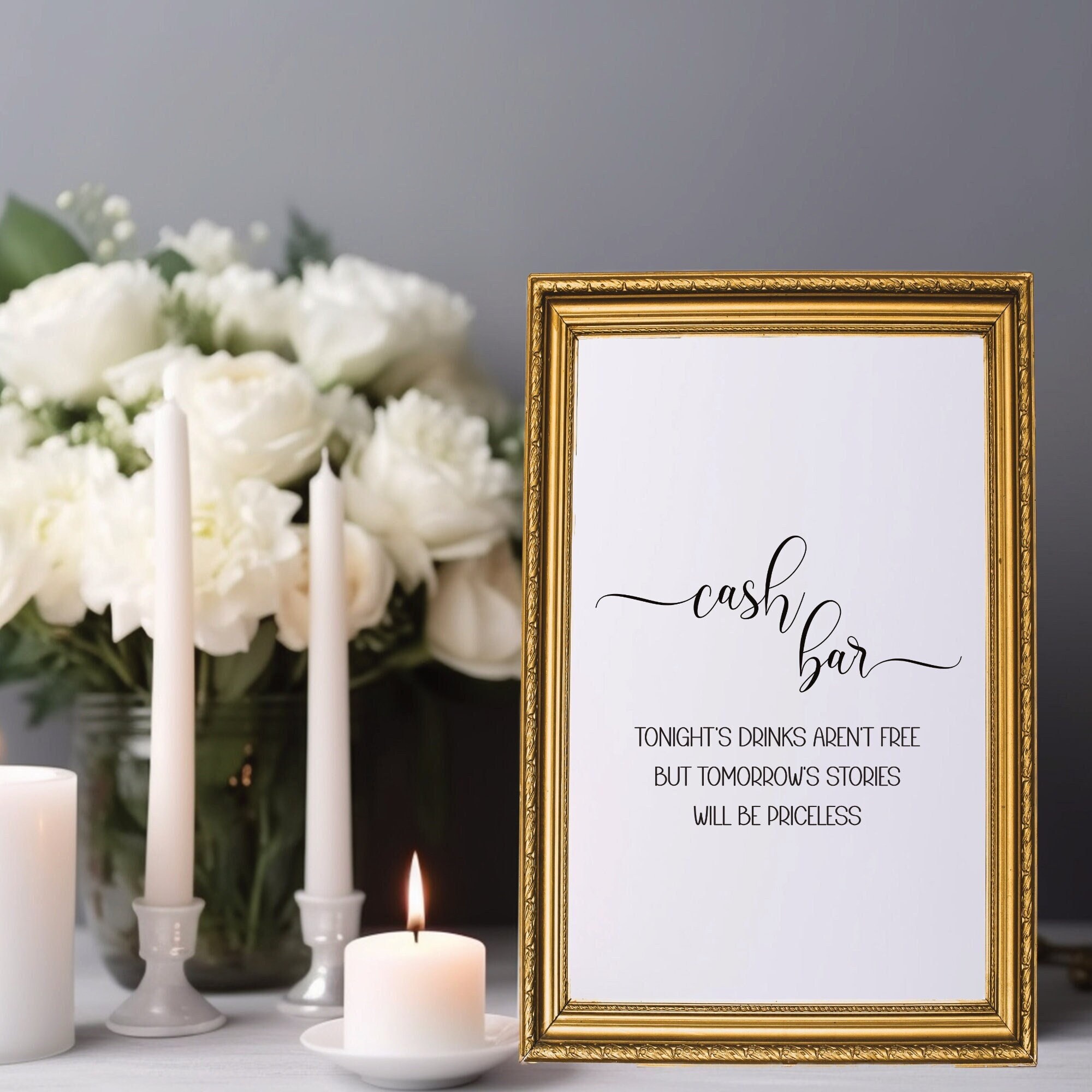 Cash Bar Sign, Modern and Minimalist Wedding Signs, Wedding Cash Bar ...