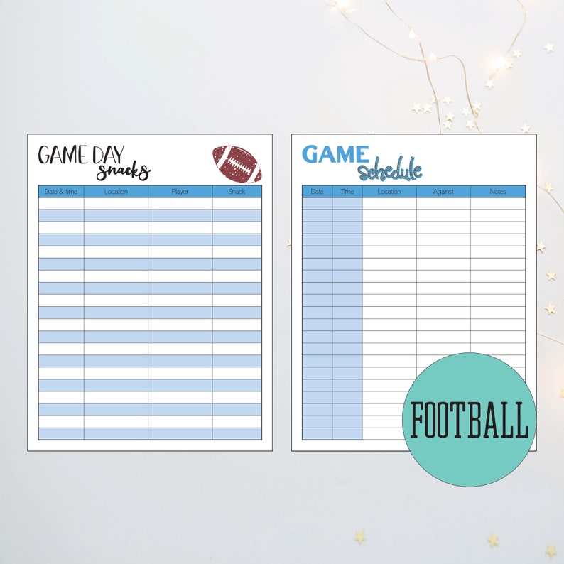 Game Day Snack, Game Schedule Template, Game Day Snack Sign Up ...