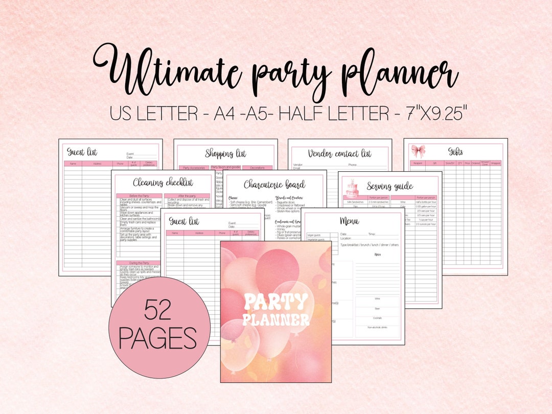 Printable Party Planner, Birthday Planner and Checklist for Event ...