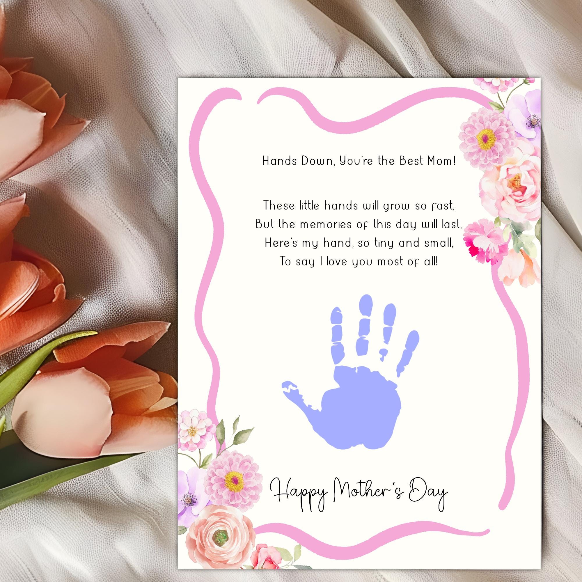 Mother's Day Handprint Template, Printable Mom Handprint Art, Instant ...