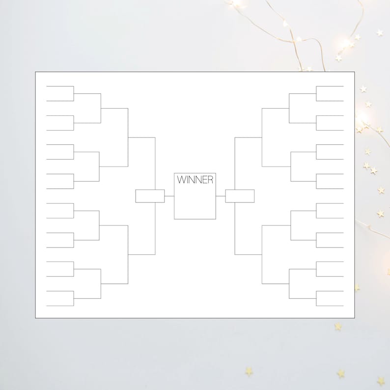 Sports Bracket Printable, Tournament Bracket Template, 8, 16, 32, 64 ...
