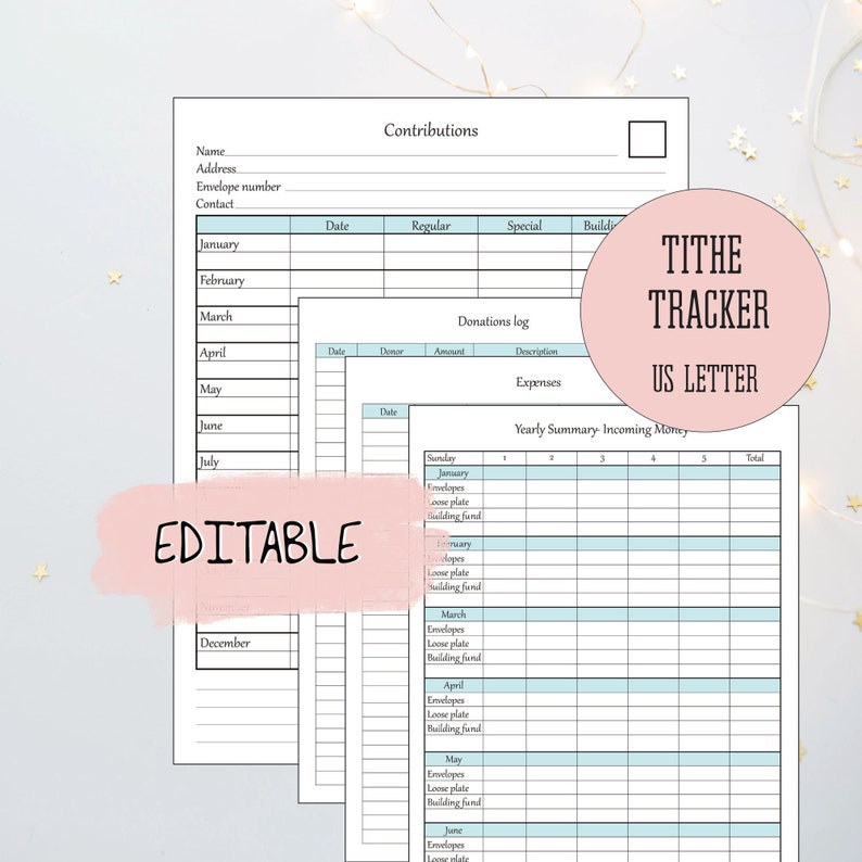 Editable Tithe Tracker Giving Log Tithes and Offerings - Etsy