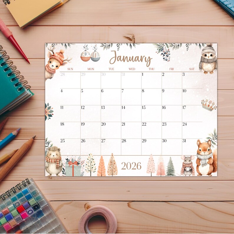 January Printable Calendar 2026, Fillable Monthly Schedule, Portrait ...