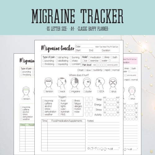 Migraine Tracker Printable Headache Log Headache Diary - Etsy