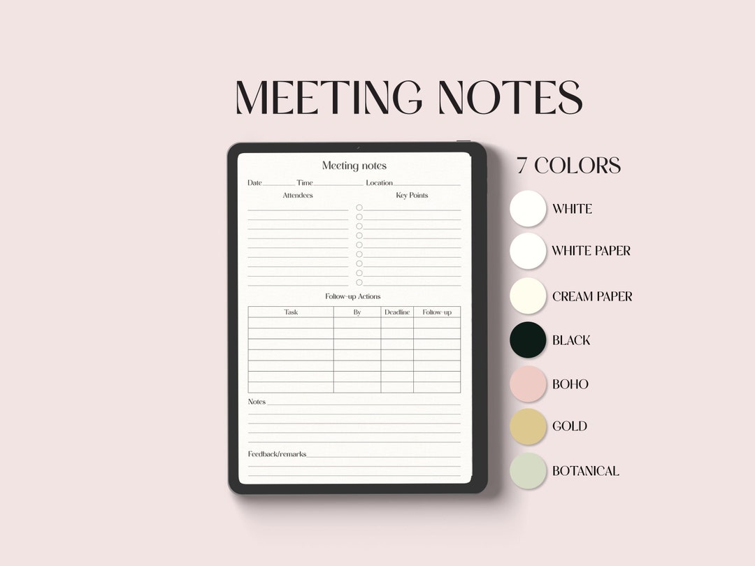 Meeting Notes, Meeting Minutes, Modern Digital Record, Agenda Planner ...