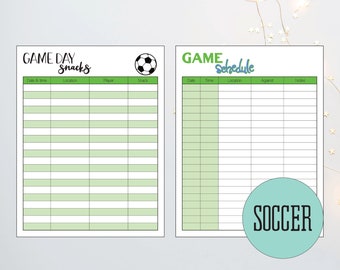 Game Day Snack Schedule Template