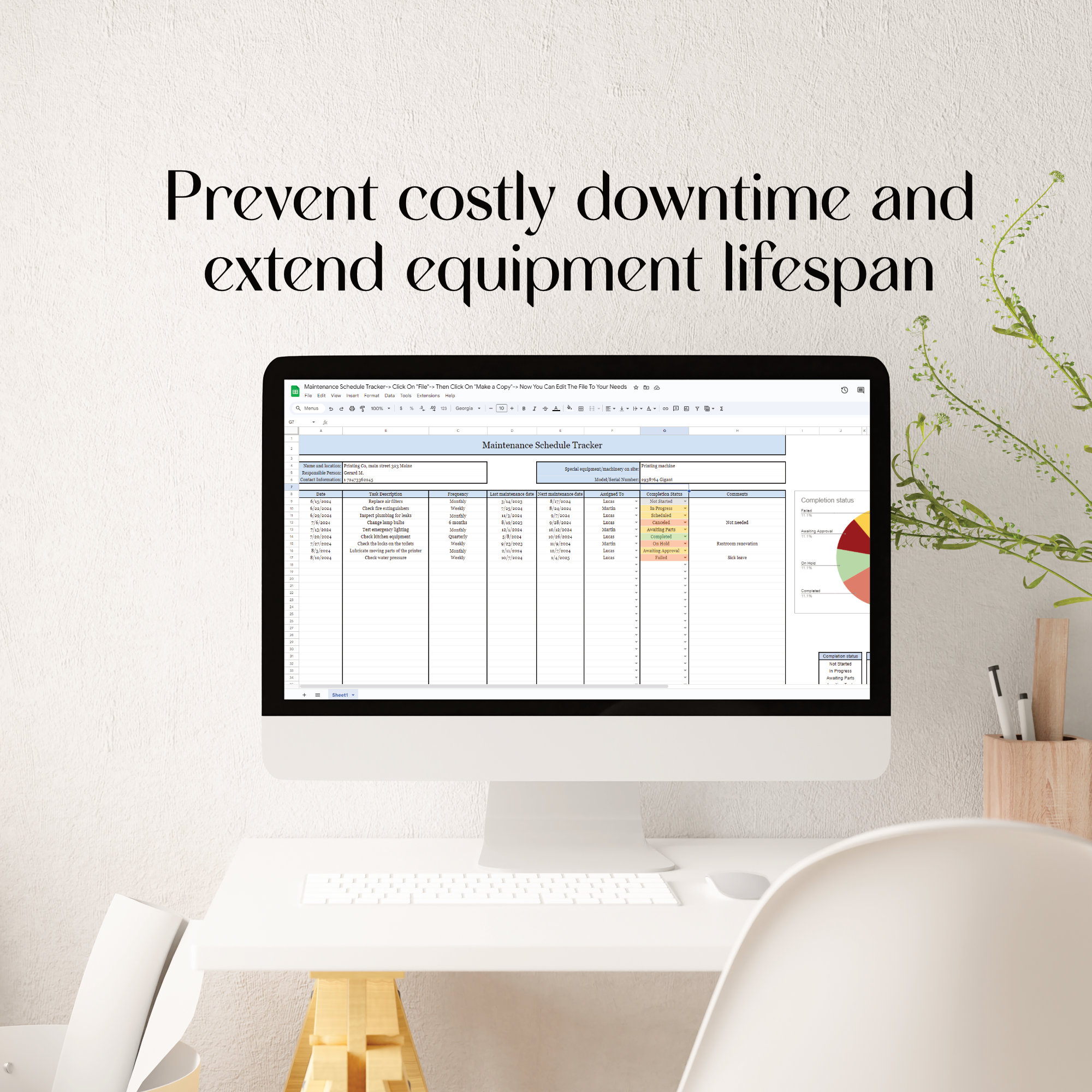 Maintenance Schedule Tracker, Maintenance Planner, Facilities ...