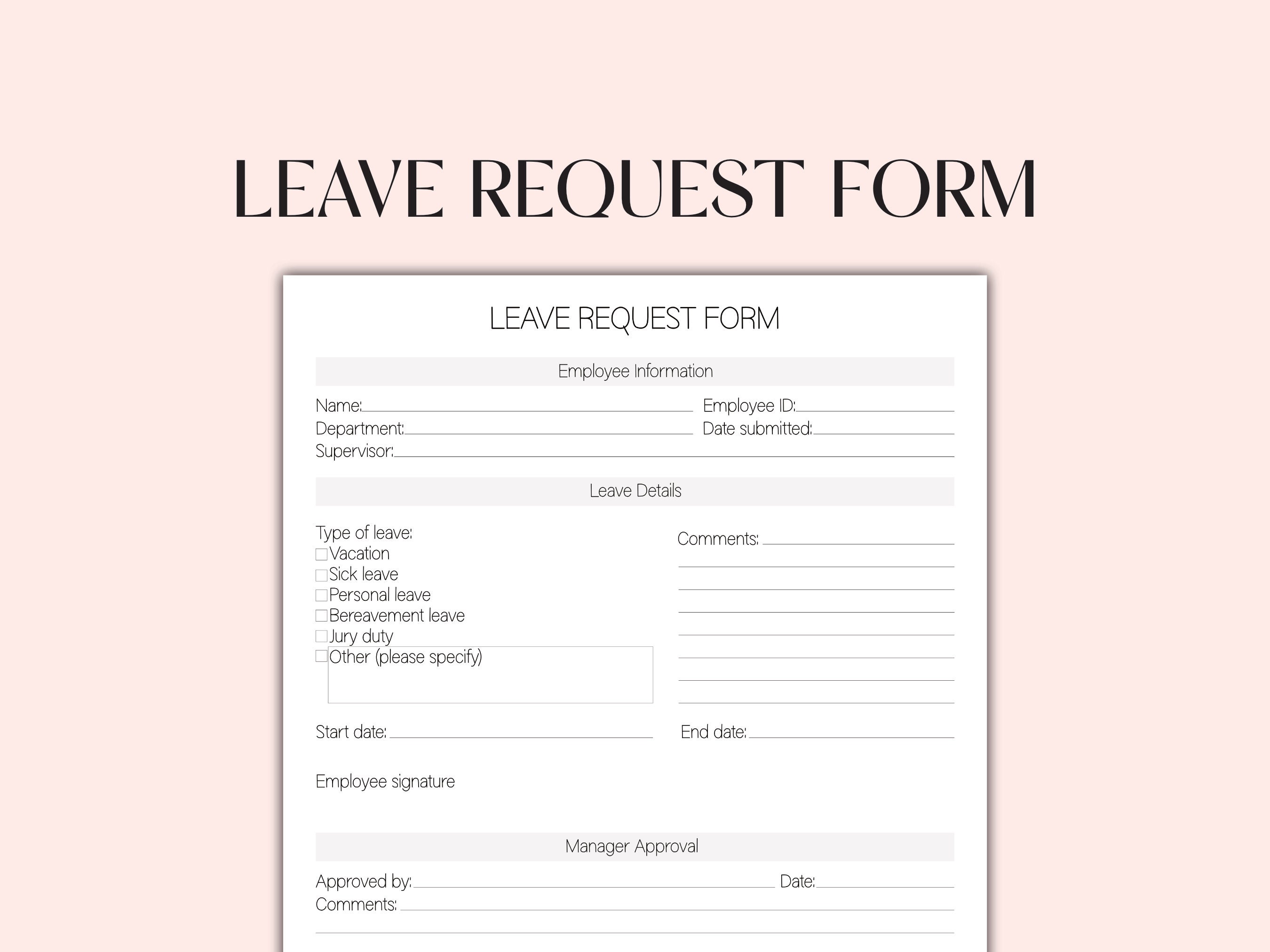 Leave Request Form, Leave Request Template, Time-off Management ...