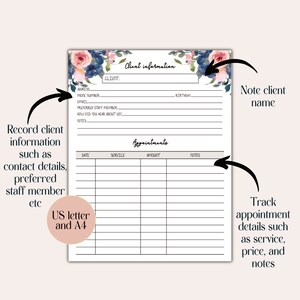 Client Info Sheet, Customer Tracking, Information Log, PRINTABLE Sheets ...