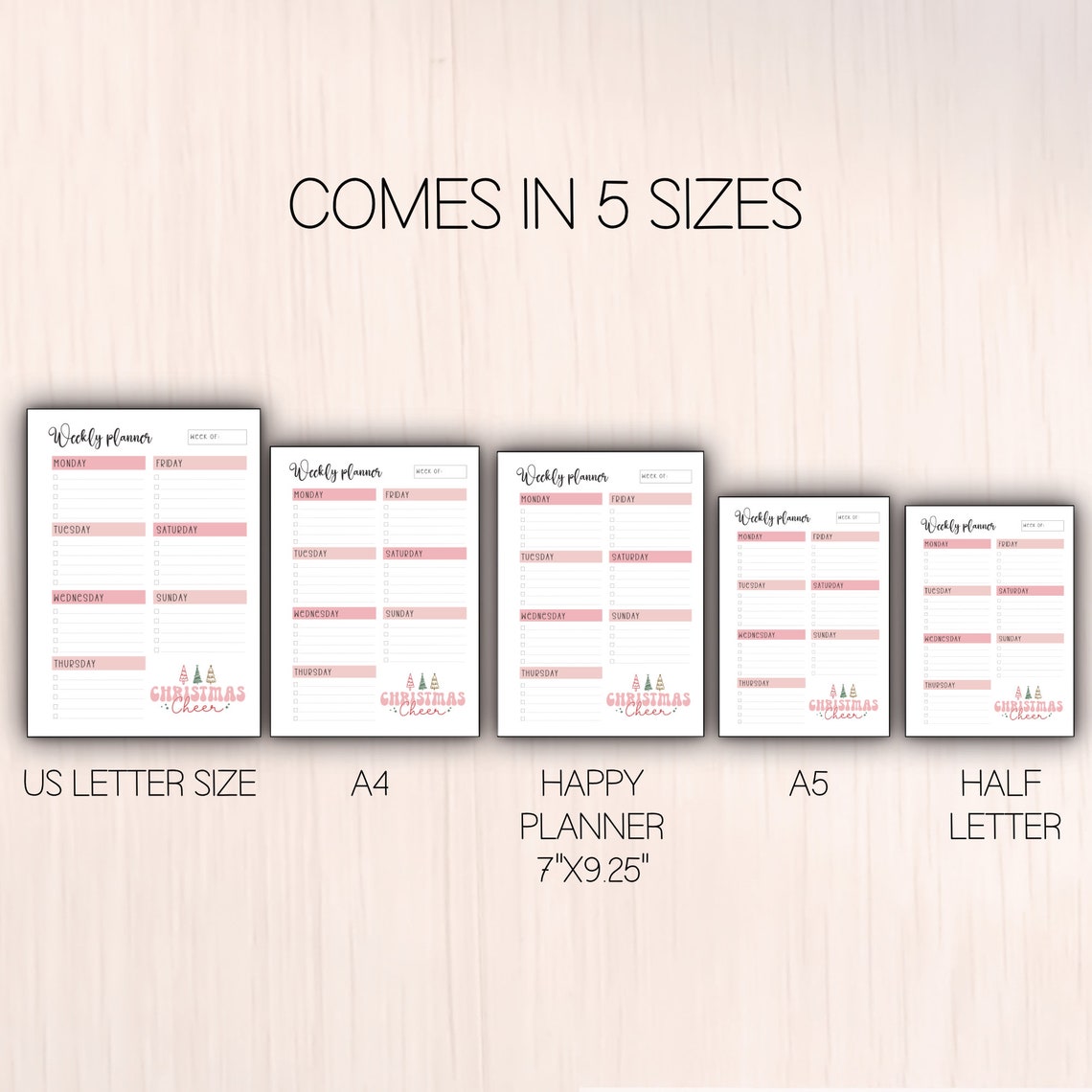 Weekly Planner Inserts, Pink Christmas Schedule Planner, Printable to ...