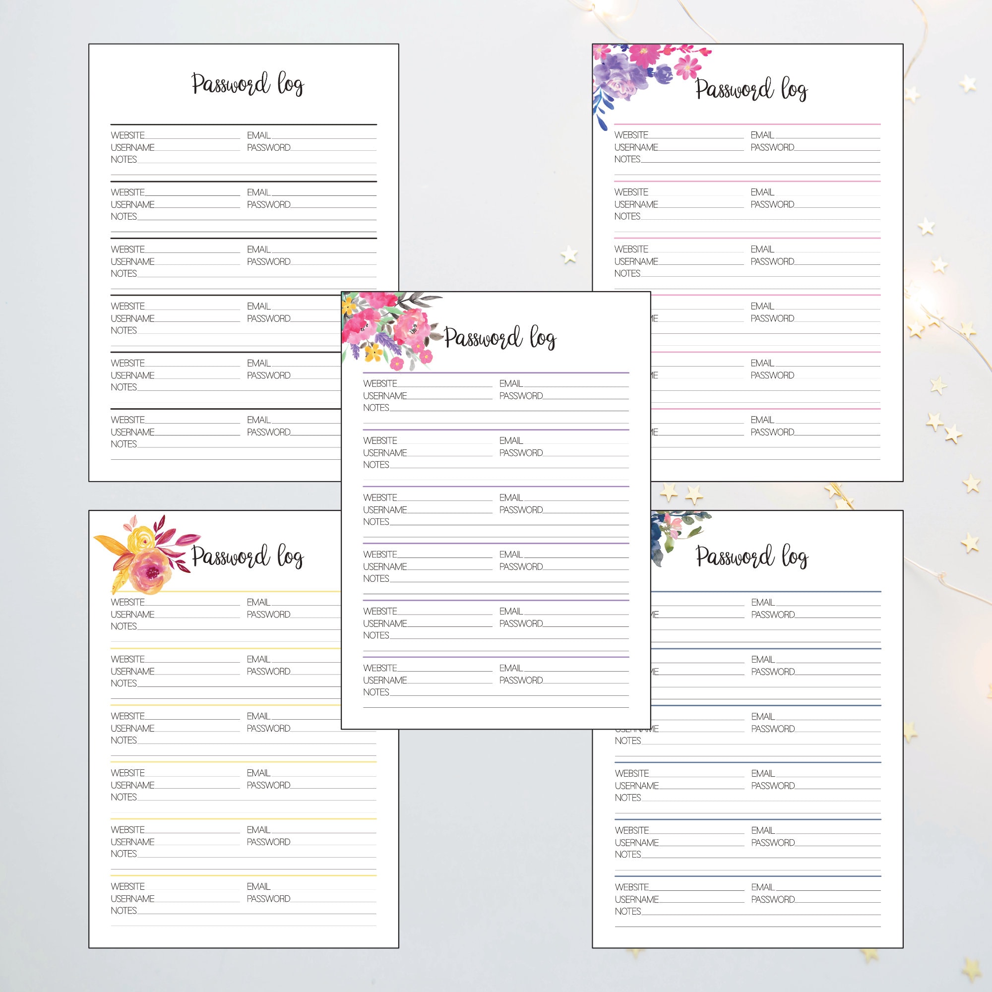 Printable Password Keeper, Password Log, Username Sheets, Instant ...