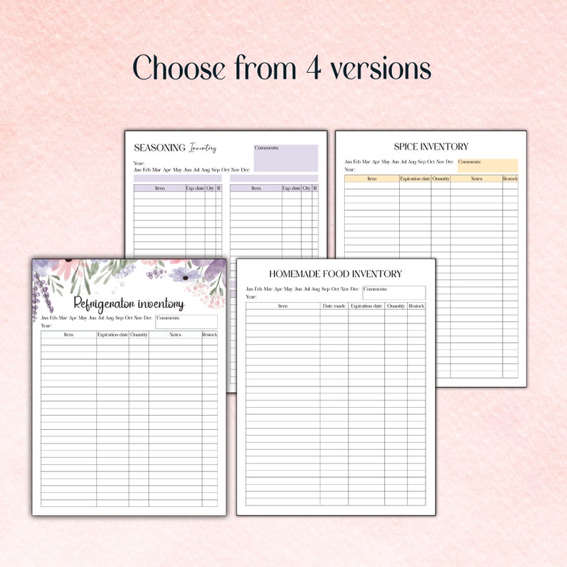Pantry Inventory Printable Tracking Templates, Freezer and Refrigerator ...