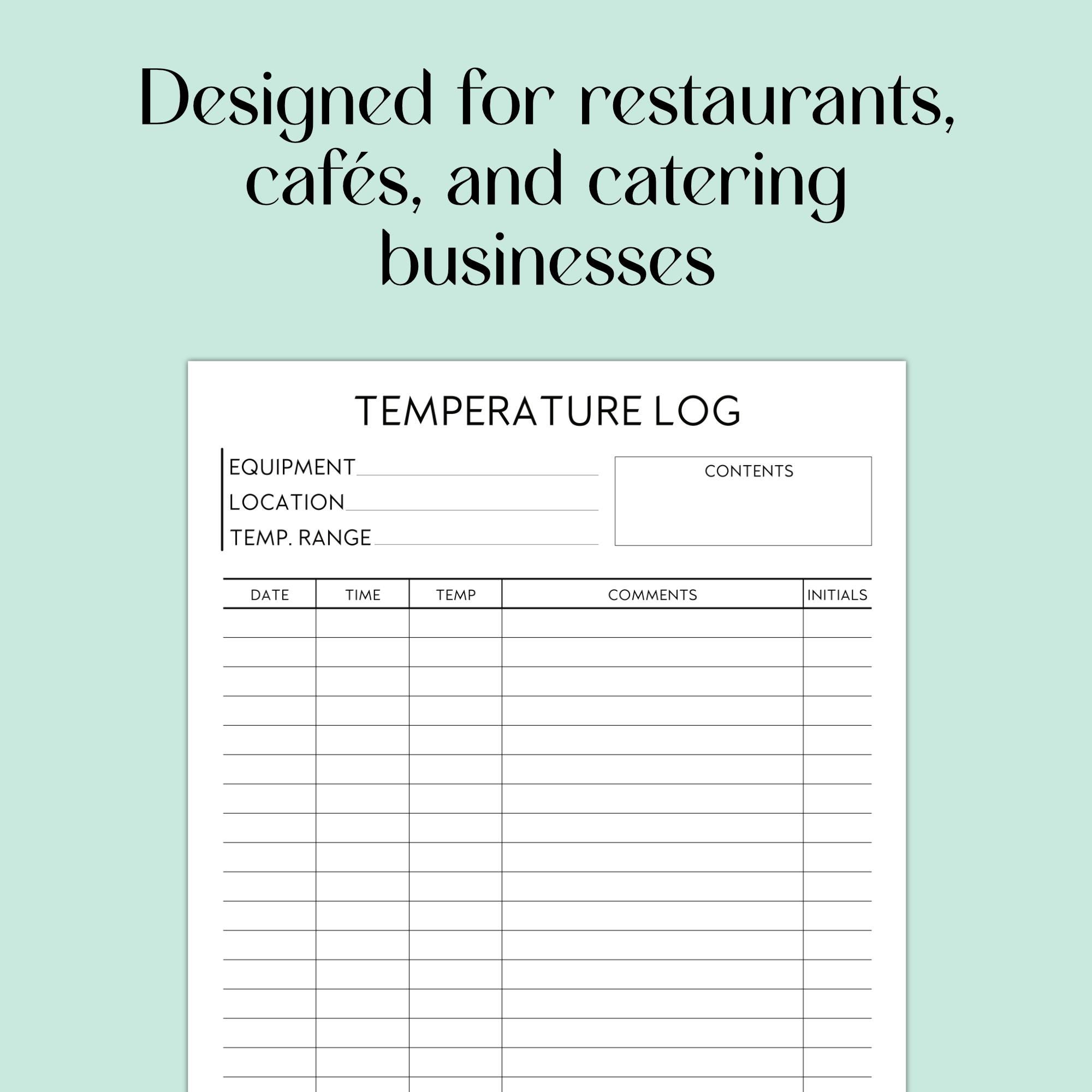 Temperature Log, Daily Refrigerator INSTANT DOWNLOAD, Printable ...