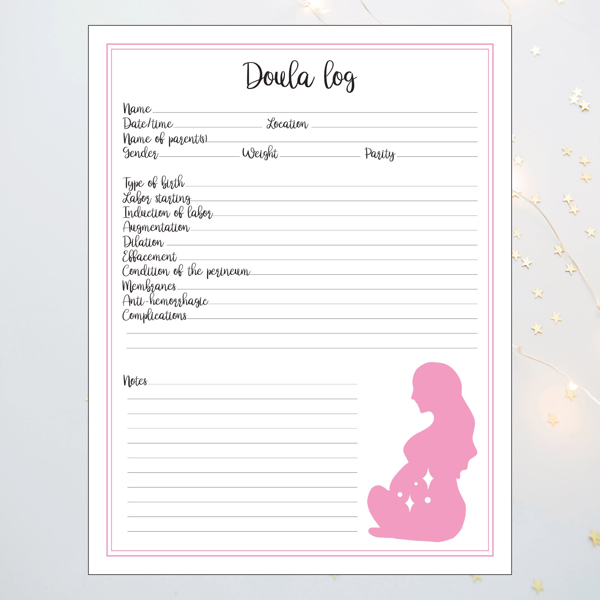 Doula Log Birth Log Book Client Data Printable Doula | Etsy