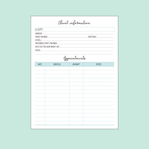 Client Info Sheet, Customer Tracking, Information Log, PRINTABLE Sheets ...