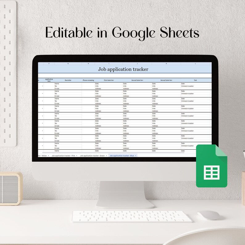 Job Application Tracker, Editable Google Sheets Job Search Application ...