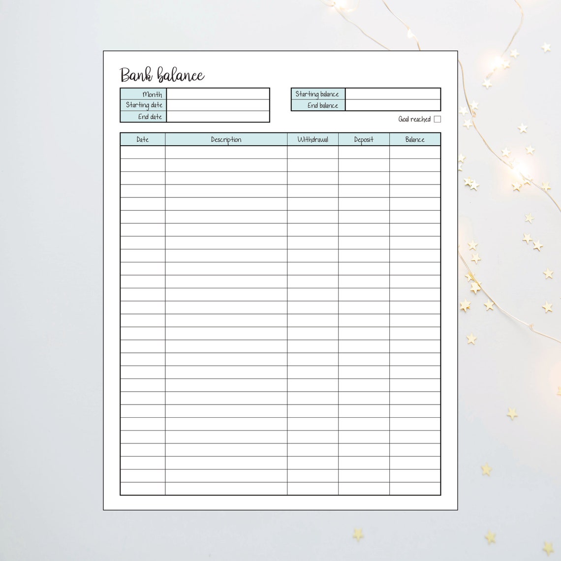 Bank Balance, Printable Bank Balance Log, Bank Account Tracker, Savings ...