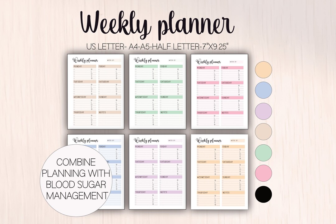 Diabetes Weekly Meal Planner With Daily Tracking of Blood Sugar Levels ... Diabetes Weekly Meal Planner With Daily Tracking of Blood Sugar Levels ...