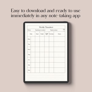 Timesheet Tracker, Weekly Time Sheet, Digital Work Hour Log, Overtime ...