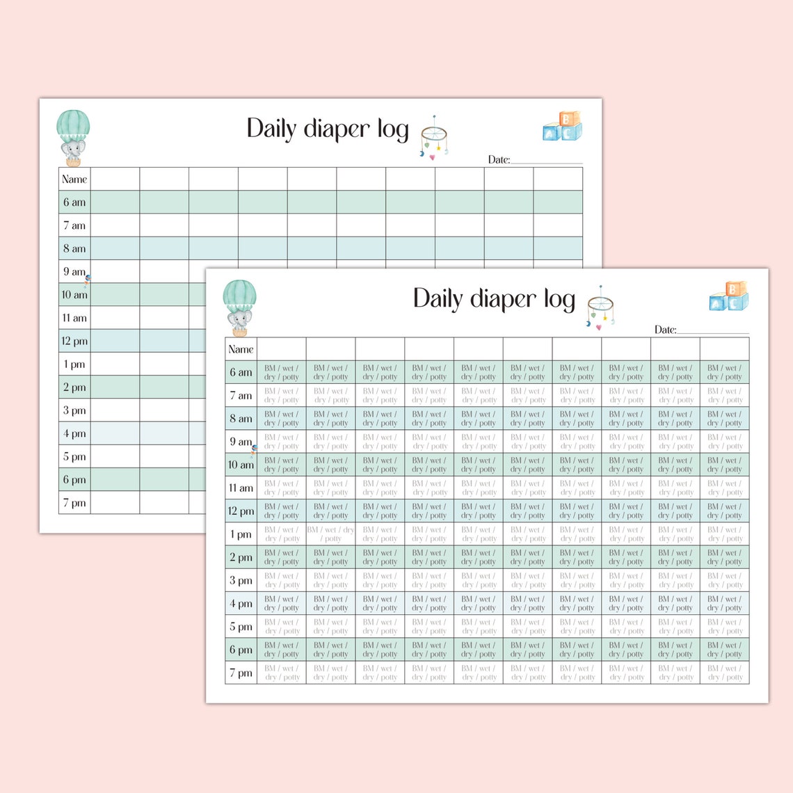 Diaper Changing Tracker Printable, Daily Diaper Log & Classroom Chart ...