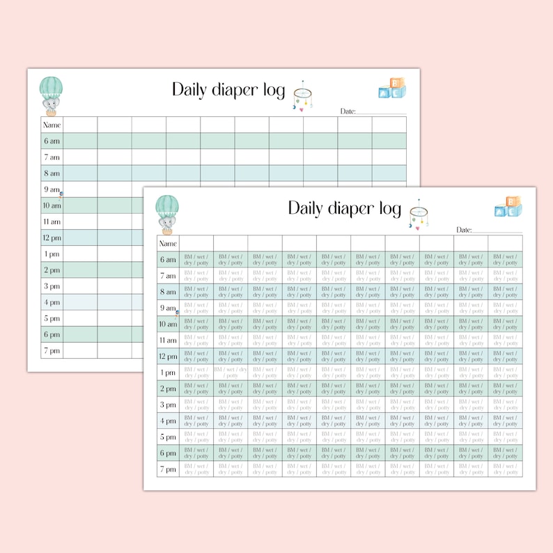 Diaper Changing Tracker Printable, Daily Diaper Log & Classroom Chart ...