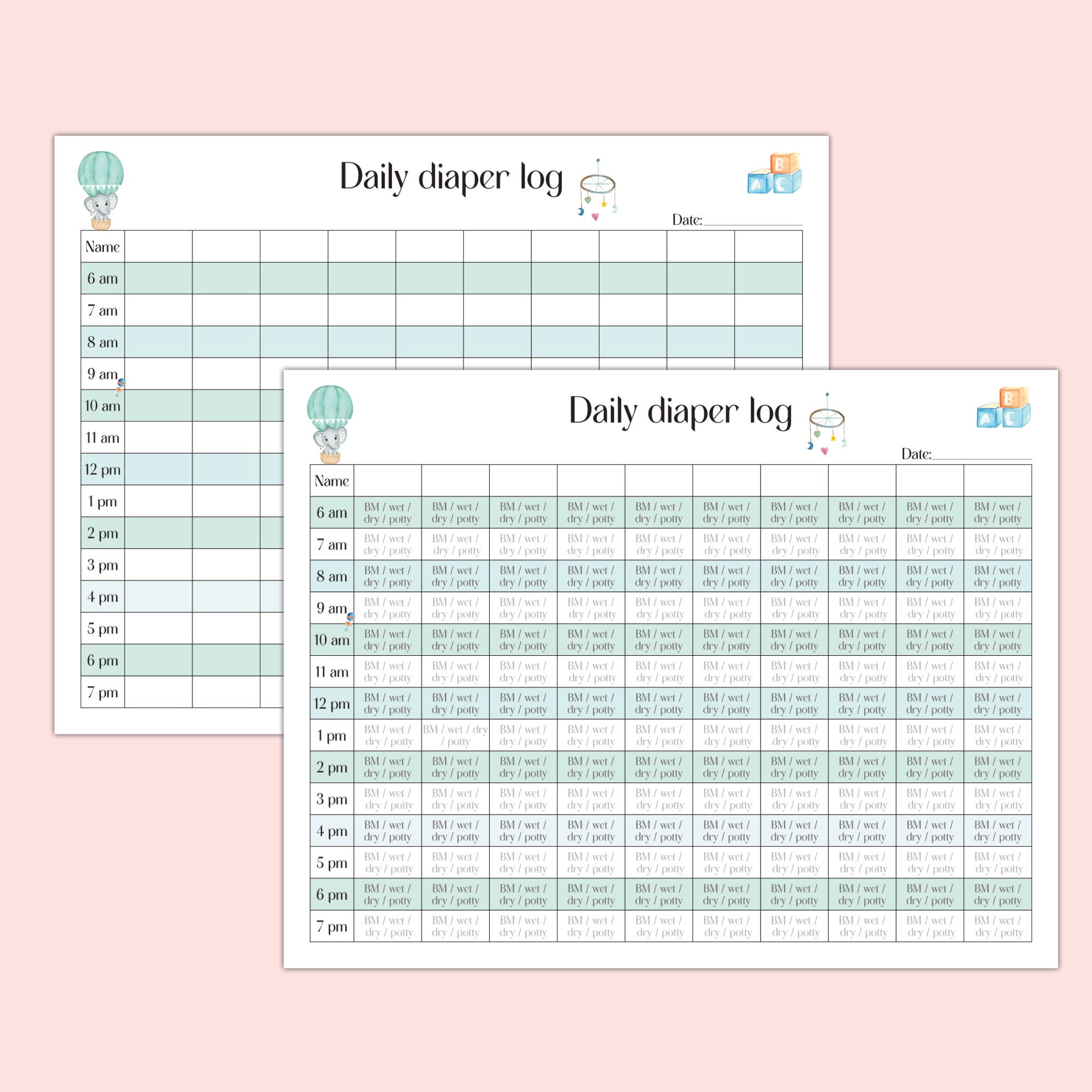 Diaper Changing Tracker Printable, Daily Diaper Log & Classroom Chart ...