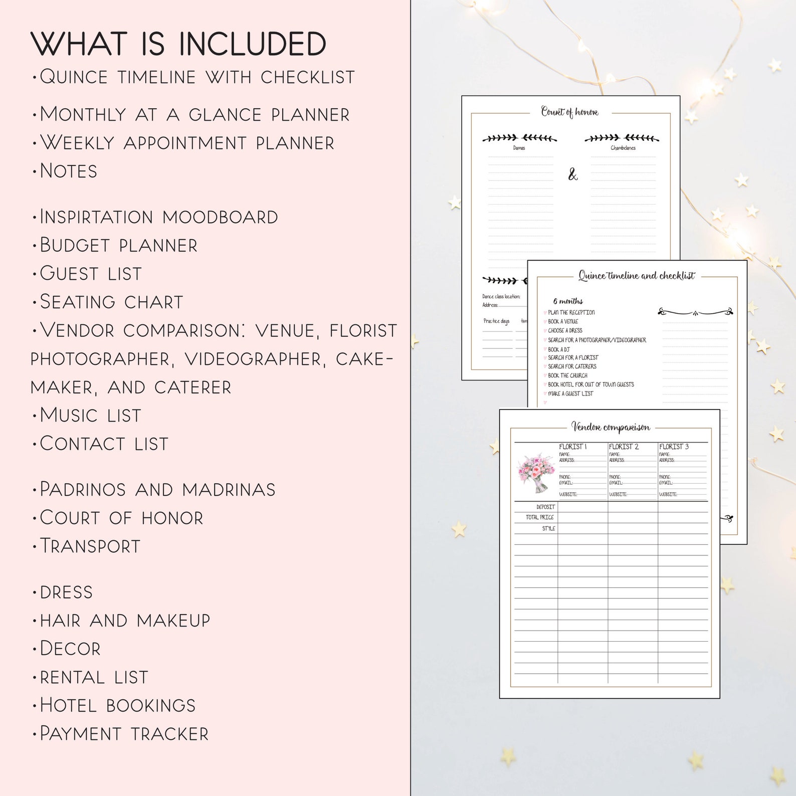 Quinceañera Planner, Quince Planning Checklist, Quinceañera Templates ...